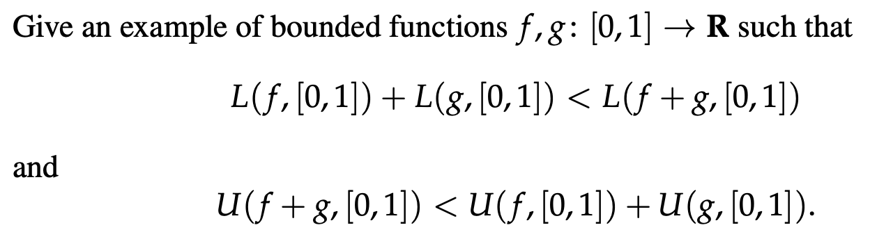 Solved Give an example of bounded functions f,g:[0,1]→R such | Chegg.com