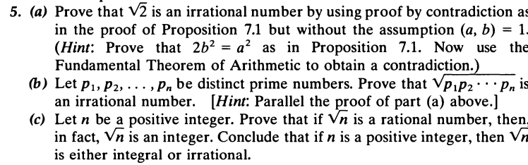 Solved (a) Prove that \\\\sqrt(2) is an irrational number by | Chegg.com