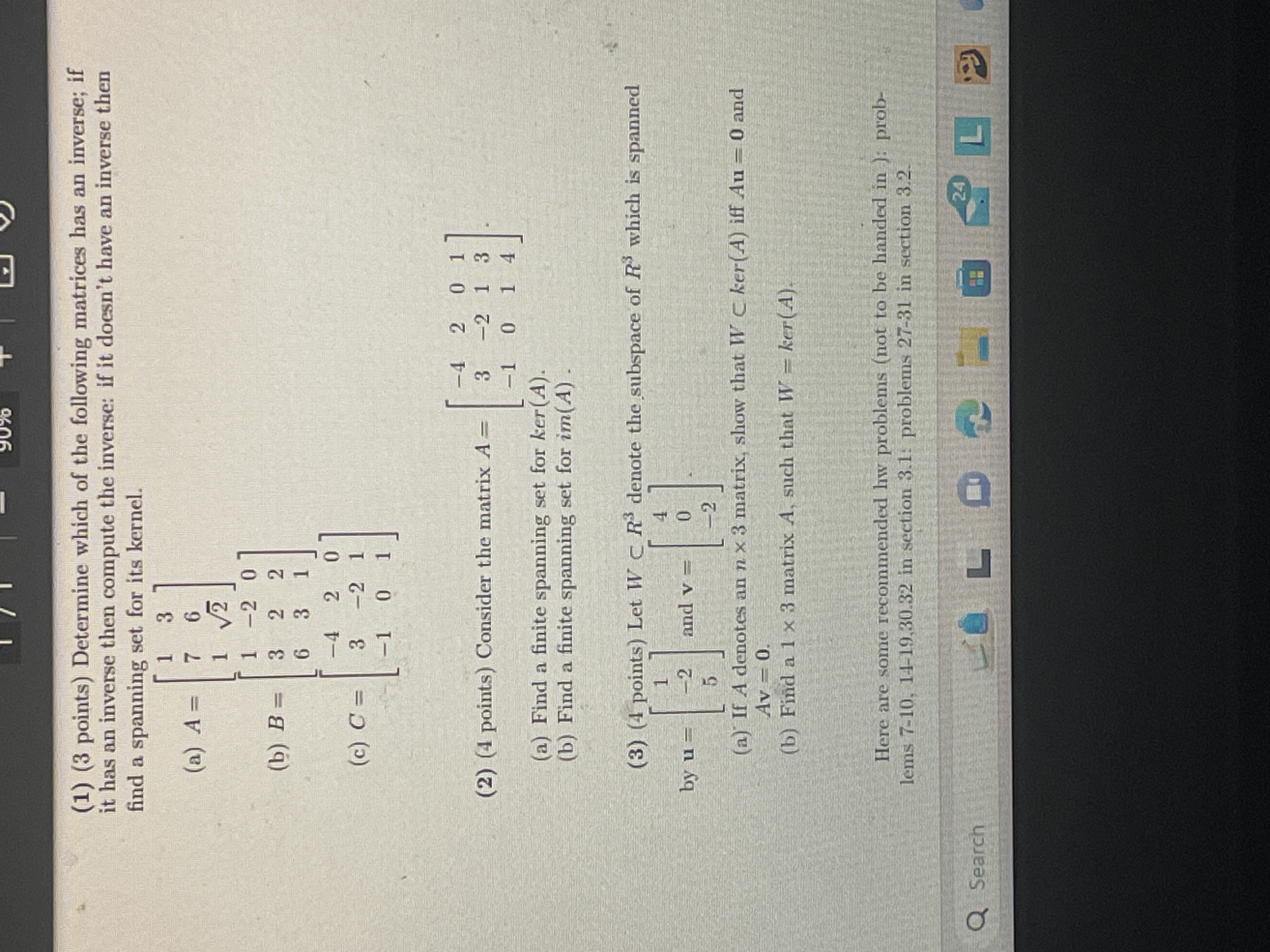 Solved (1) (3 points) Determine which of the following | Chegg.com