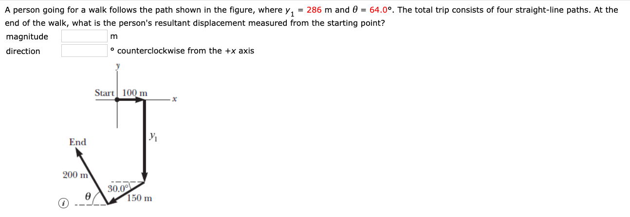 Solved A person going for a walk follows the path shown in | Chegg.com