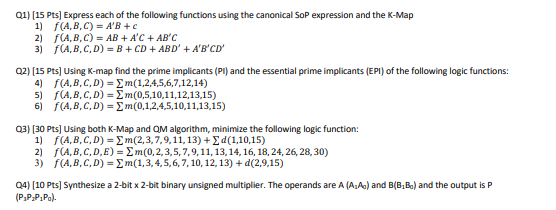Solved Q1) [15 Pts] Express each of the following functions | Chegg.com