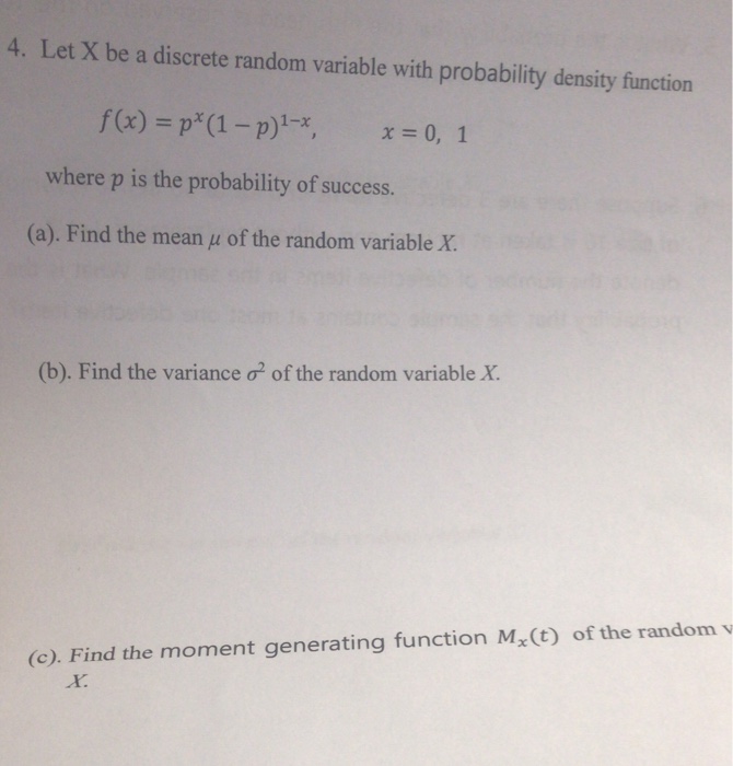 Solved 4. Let X be a discrete random variable with | Chegg.com