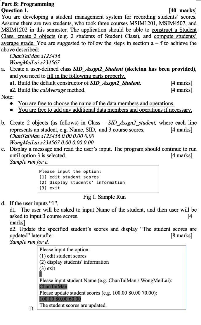 Solved public class SID_Assgn2_Student { private String | Chegg.com
