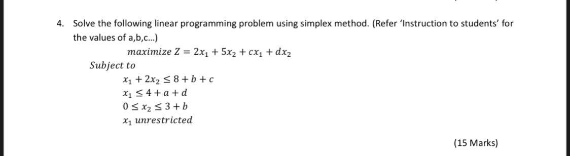 Solved 4. Solve the following linear programming problem | Chegg.com