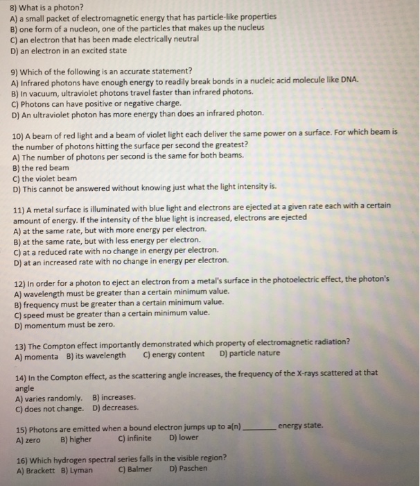 Solved What is a photon? a small packet of electromagnetic | Chegg.com