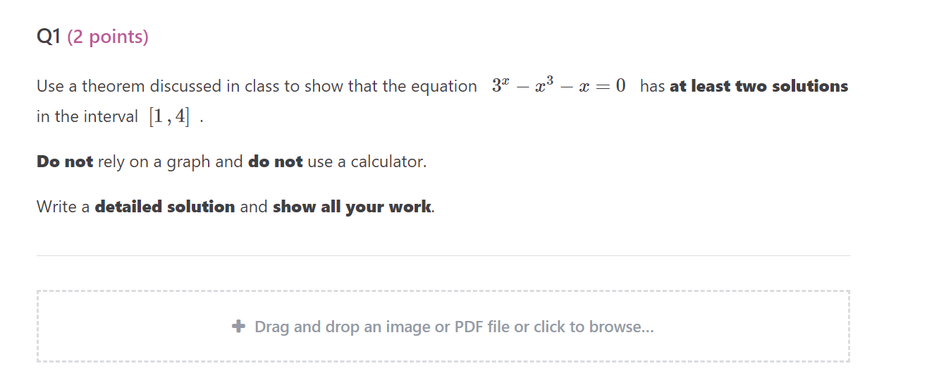 Solved Q1 (2 points) Use a theorem discussed in class to | Chegg.com