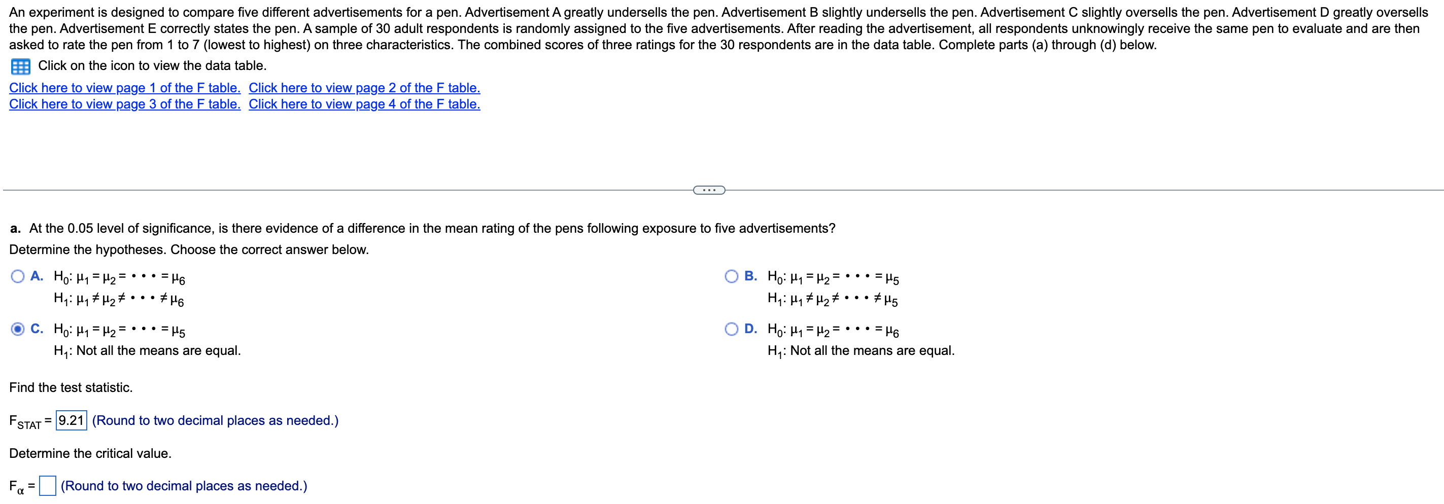 Solved An experiment is designed to compare five different | Chegg.com