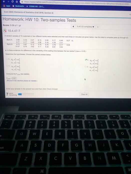 Solved https://www.mathxl la Apps ★Bookmarks *COMM HW-CHI- | Chegg.com