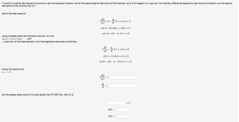 Solved (1 point) For partial derivatives of a function use | Chegg.com