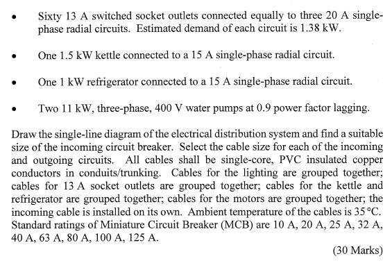 Solved Sixty 13 A switched socket outlets connected equally | Chegg.com