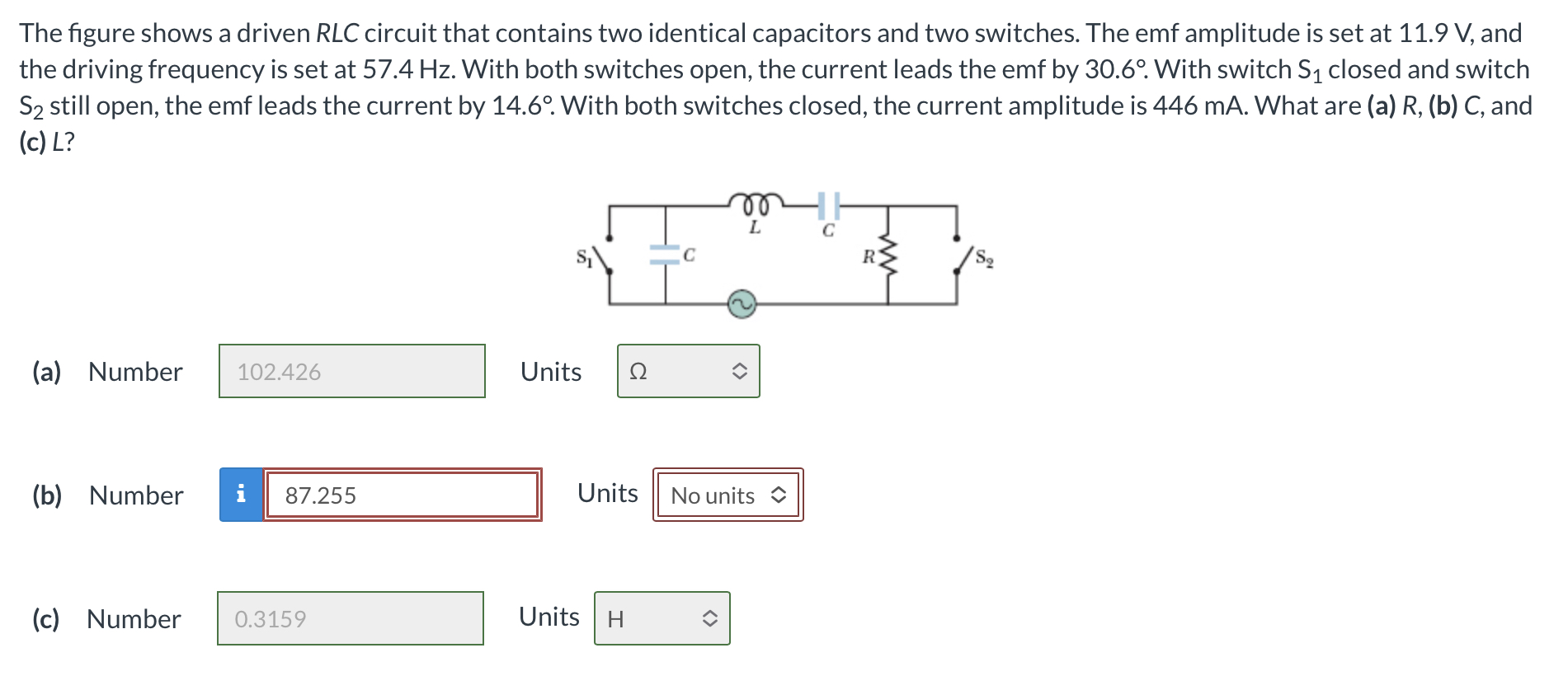 Solved The figure shows a driven RLC circuit that contains | Chegg.com