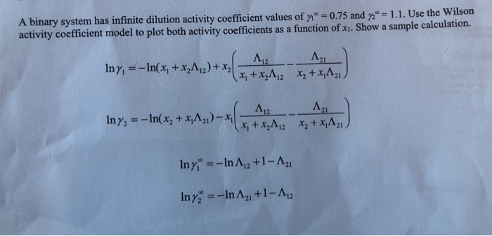 Solved A binary system has infinite dilution activity | Chegg.com