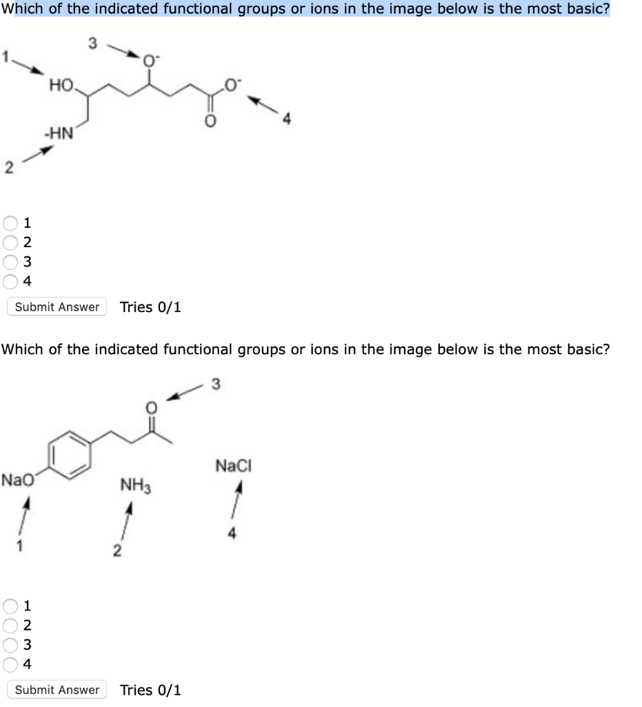 Solved Which of the indicated functional groups or ions in | Chegg.com