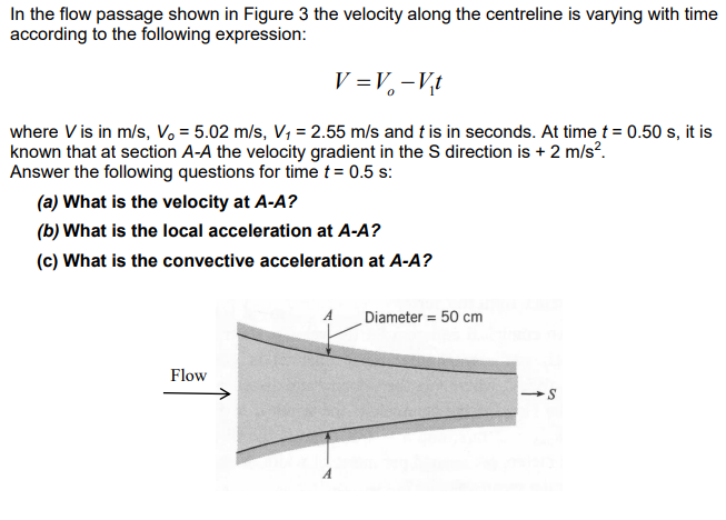 Solved In the flow passage shown in Figure 3 the velocity | Chegg.com