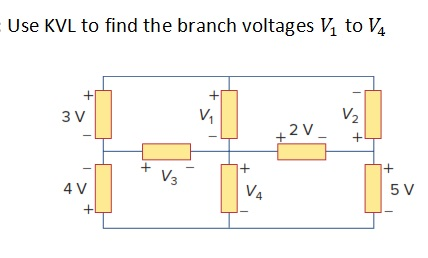 Solved Use KVL to find the branch voltages V to V4 + 3V + V1 | Chegg.com