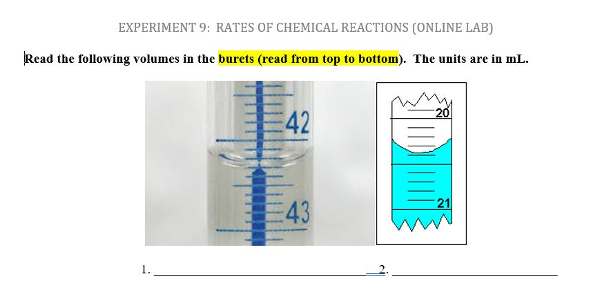 Solved EXPERIMENT 9: RATES OF CHEMICAL REACTIONS (ONLINE | Chegg.com