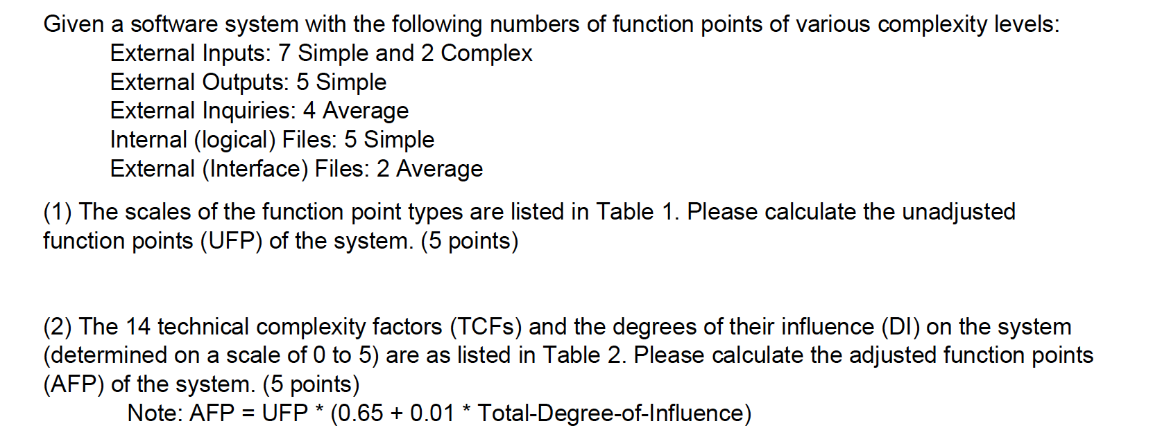 Solved Given a software system with the following numbers of | Chegg.com