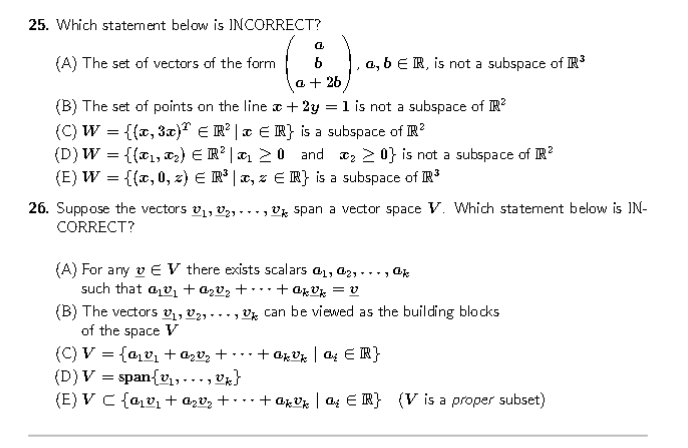 Solved 25. Which statement below is INCORRECT? (A) The set | Chegg.com