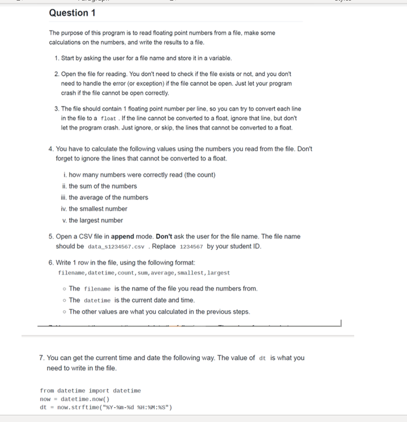 Solved Question 1 The purpose of this program is to read | Chegg.com