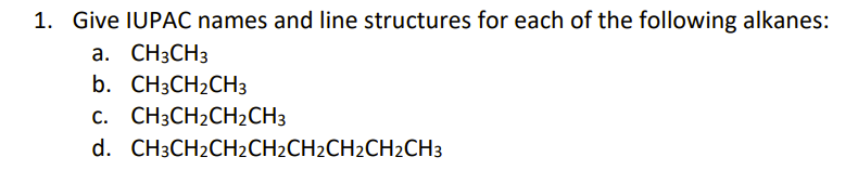 Solved 1. Give IUPAC names and line structures for each of | Chegg.com