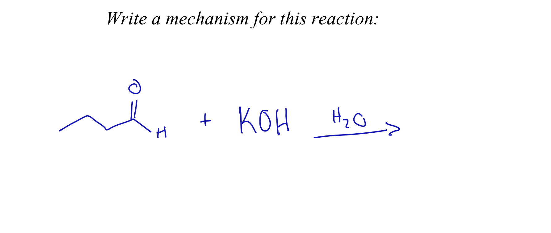 Solved Write a mechanism for this reaction: + KOH H,о. | Chegg.com