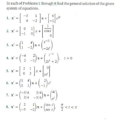 Solved In each of Problems 1 through 8 find the general | Chegg.com