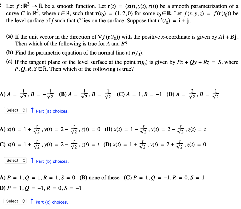 Solved - Let f: R3 → R be a smooth function. Let r(t) = | Chegg.com