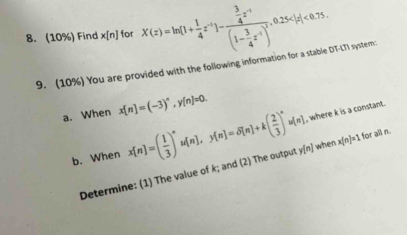 Solved (10%) ﻿Find x[n] ﻿for | Chegg.com