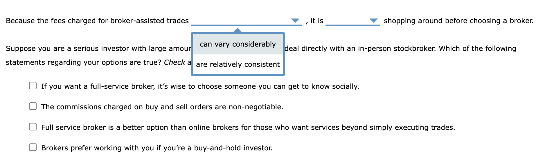 Solved Brokers who offer a complete array of | Chegg.com