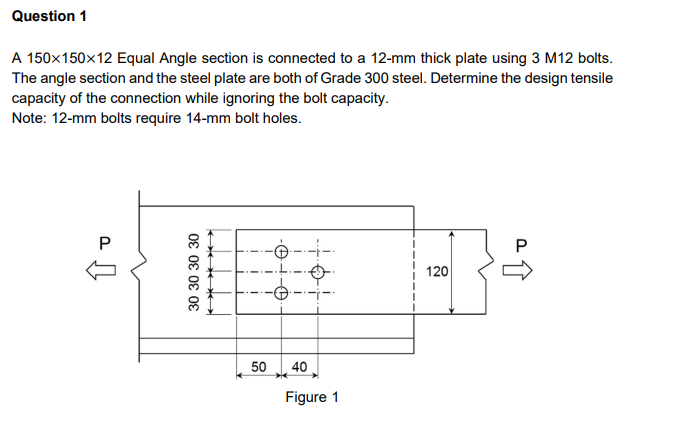 Solved A 150×150×12 Equal Angle section is connected to a | Chegg.com