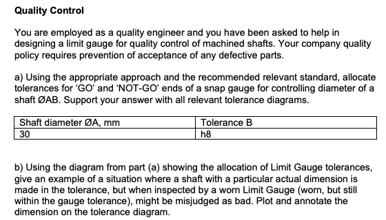 Solved Quality Control You are employed as a quality | Chegg.com