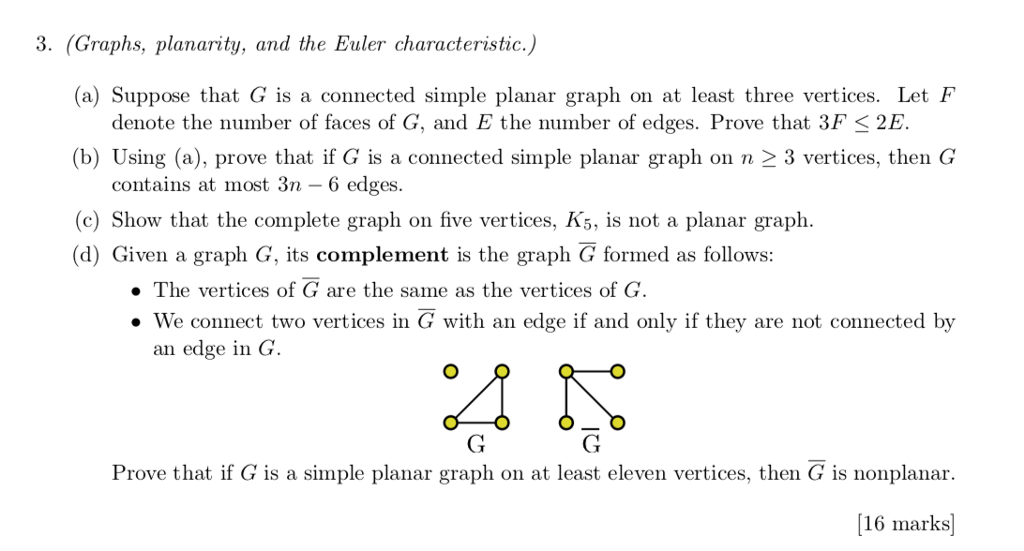 Solved 3. (Graphs, planarity, and the Euler characteristic.) | Chegg.com