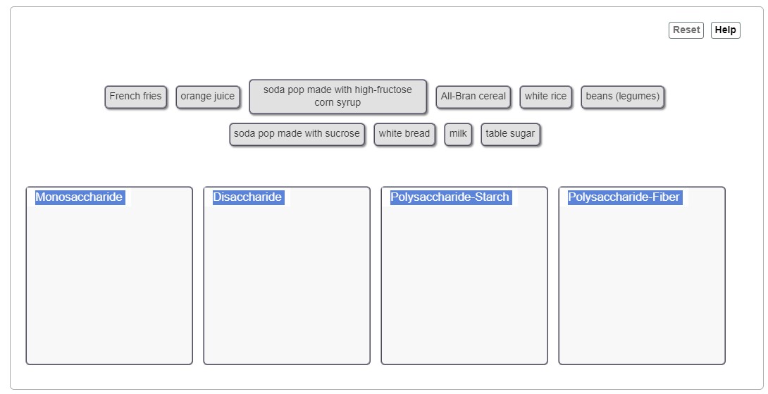 Solved dentify Food Sources of Different Types of | Chegg.com
