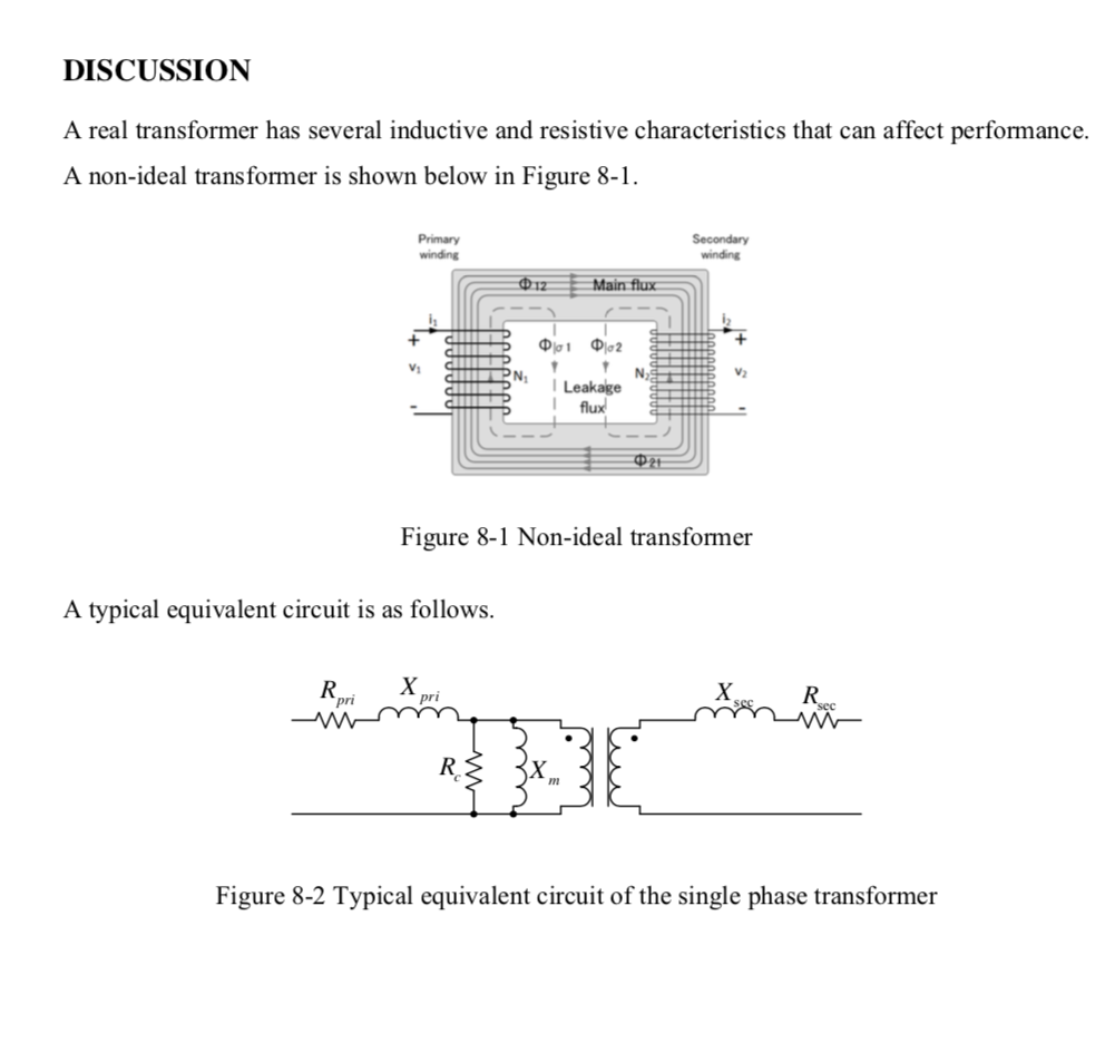 Solved DISCUSSION A real transformer has several inductive | Chegg.com