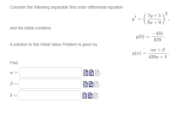 Solved Consider the following separable first order | Chegg.com