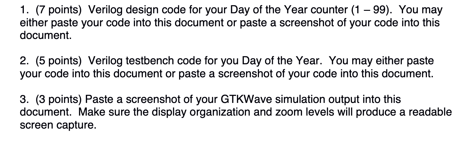 Verilog code Create a day of the year counter will | Chegg.com