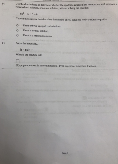 Solved Use the discriminant to determine whether the | Chegg.com