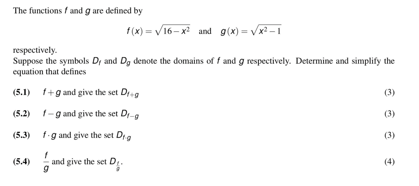 Solved The functions f and g are defined by f(x)=√16-x² and | Chegg.com