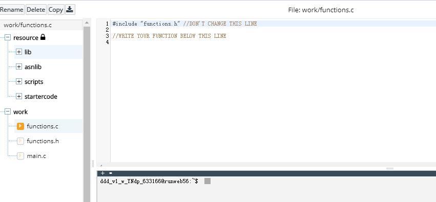 Solved File: work/functions.c Rename Delete Copy | Chegg.com