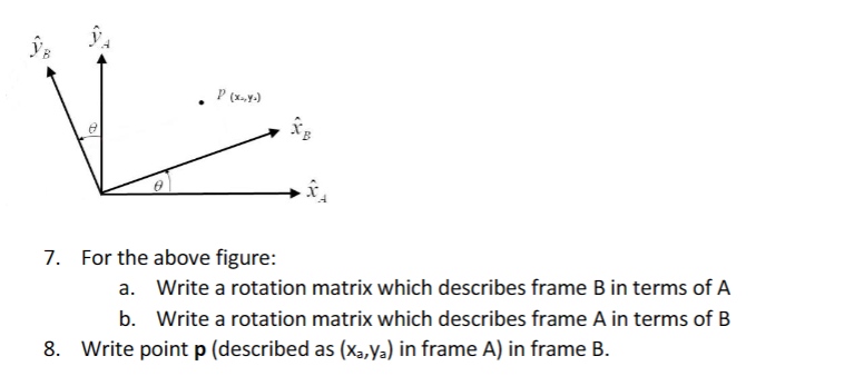 Solved For the above figure:a. ﻿Write a rotation matrix | Chegg.com