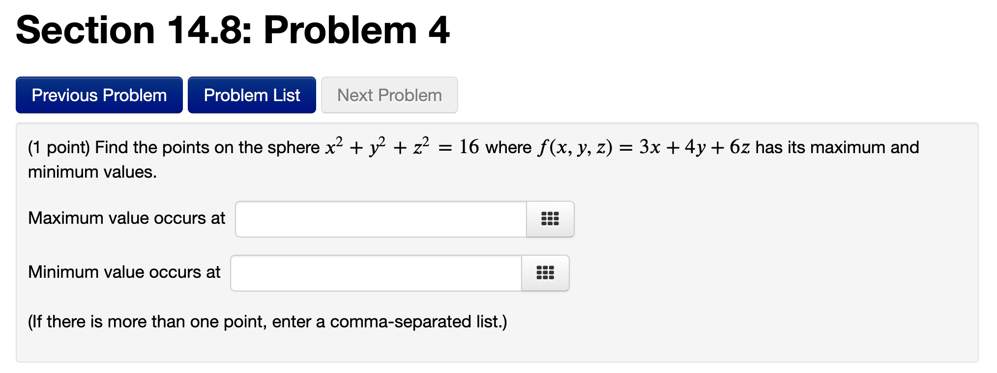 Solved Section 14.8: Problem 4 Previous Problem Problem List | Chegg.com