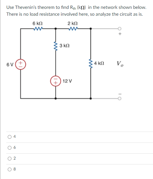 Solved Use Thevenin's theorem to find Rth (ks) in the | Chegg.com