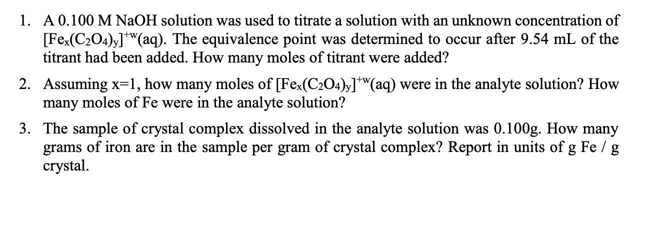 Solved 1. A 0.100MNaOH solution was used to titrate a | Chegg.com