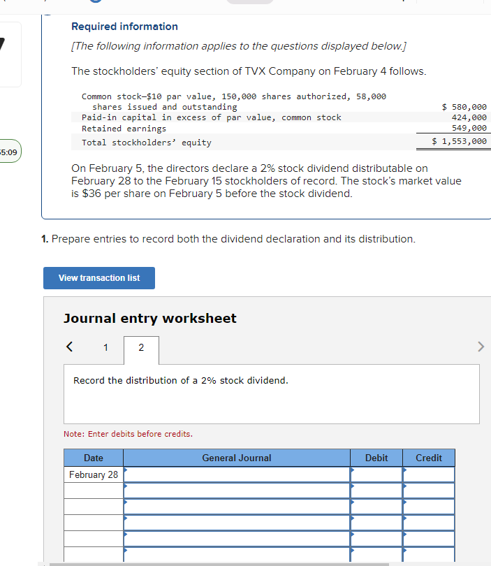 Solved On February 5, the directors declare a 2% stock | Chegg.com
