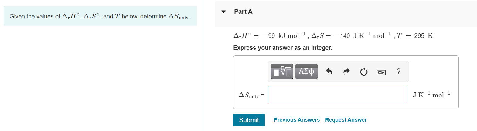 Solved Given the values of A₁H, ArSo, and T below, determine | Chegg.com
