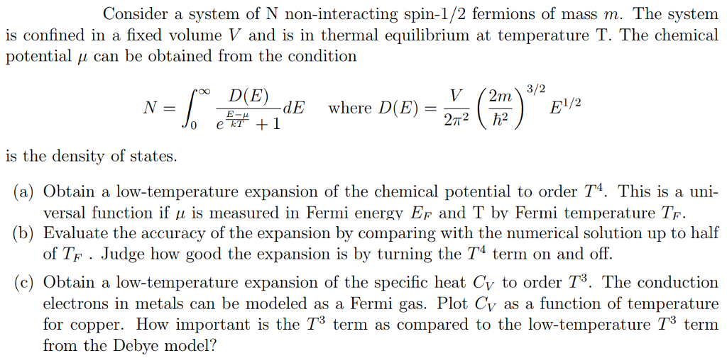 Consider a system of N non-interacting spin-1/2 | Chegg.com