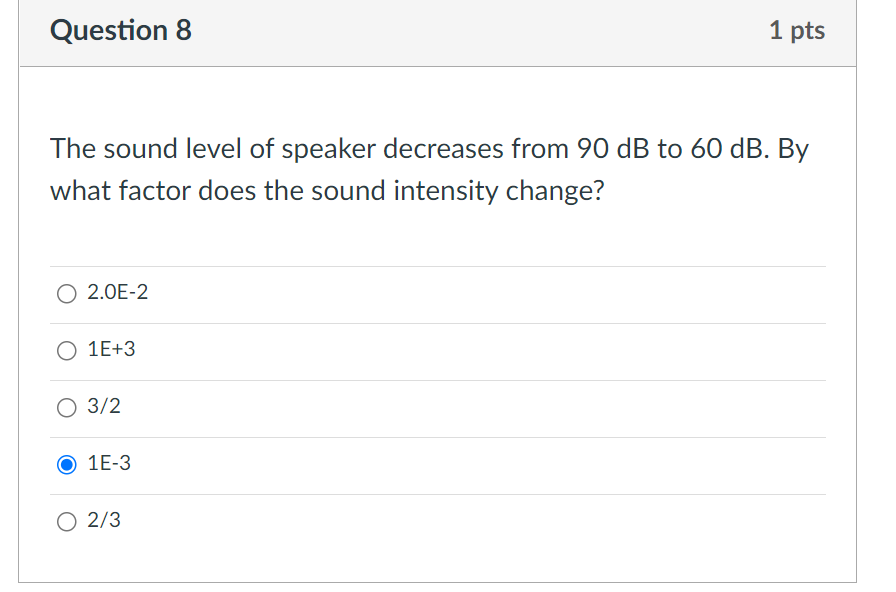 Solved The sound level of speaker decreases from 90 dB to 60 | Chegg.com