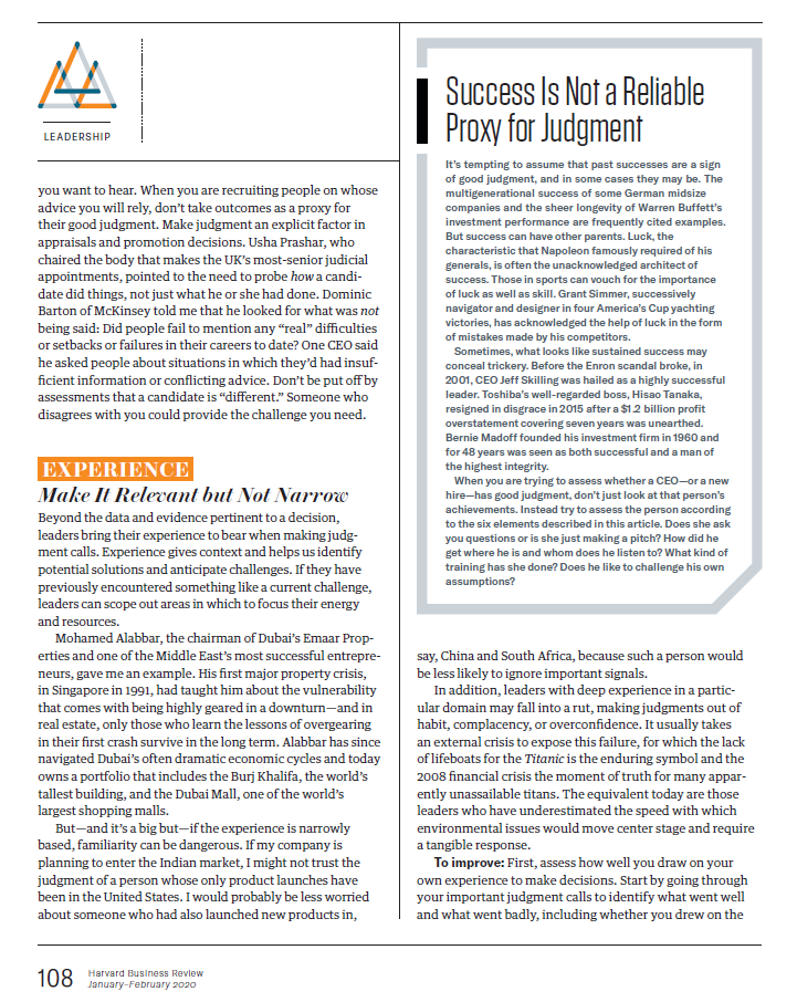 Solved 4 LEADERSHIP THE ELEMENTS of GOOD JUDGMENT How to | Chegg.com