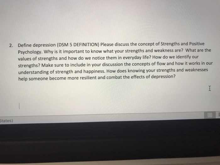 Solved Define depression (DSM 5 DEFINITION) Please discuss | Chegg.com