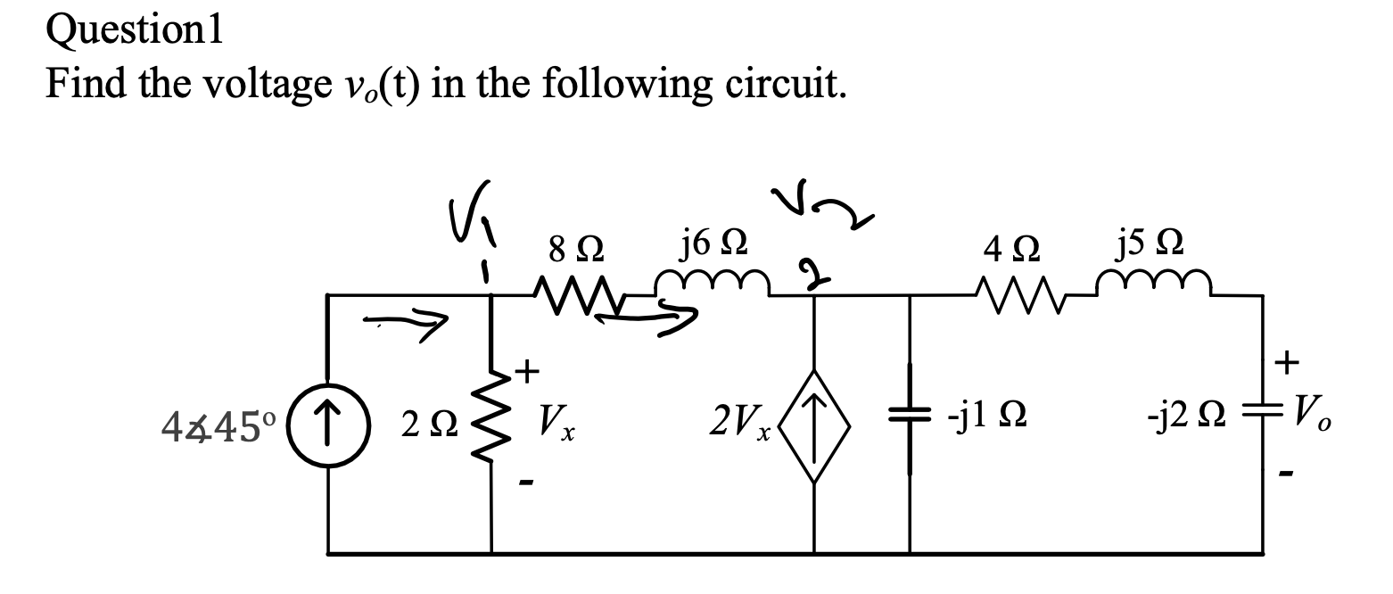 Solved Question1 Find the voltage vo(t) in the following | Chegg.com